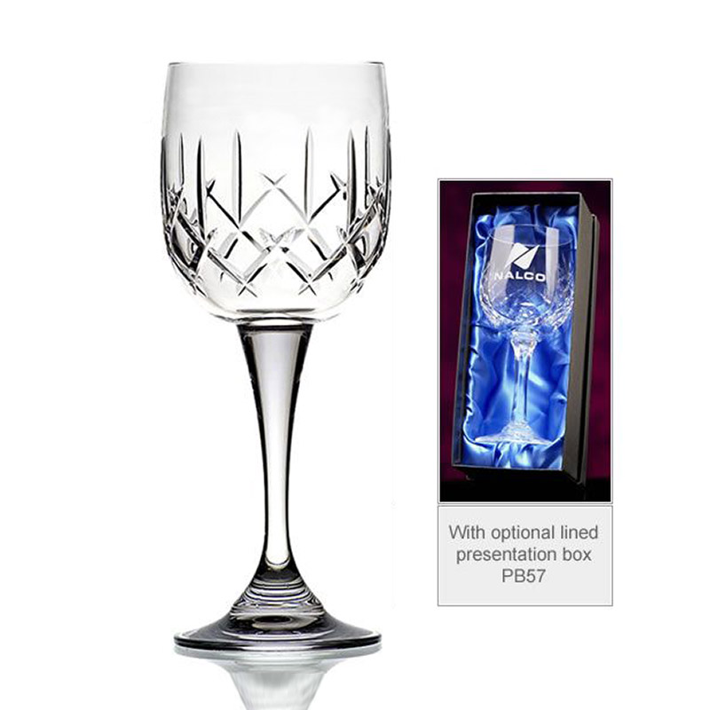 Engraved Crystal Wine Goblet With Lined Presentation Case Awards Trophies Supplier