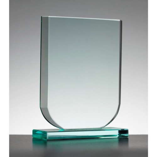 Glass Shield Award Plaque in 10mm Jade Glass - Awards Trophies Supplier