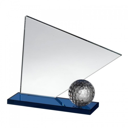 Clear & Blue Glass Golf Award GLC019 - Awards Trophies Supplier