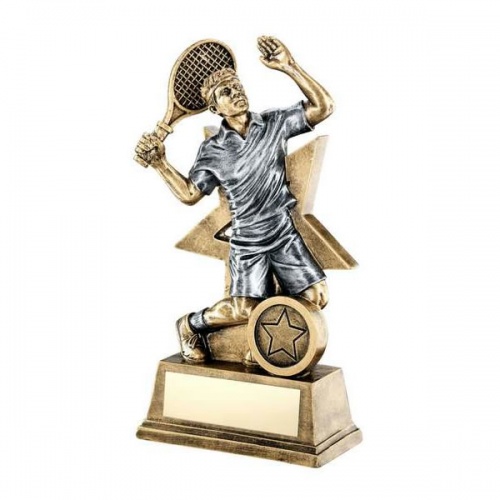 Tennis Male Figure Trophy with Star - Awards Trophies Supplier