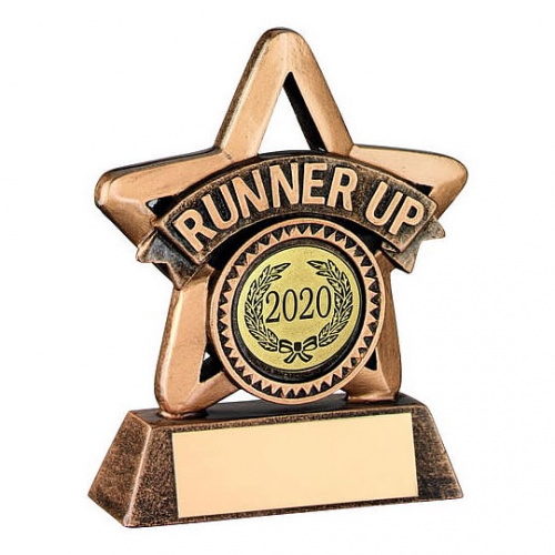 Gold Star Runner Up Trophy with Base Plaque - Awards Trophies Supplier