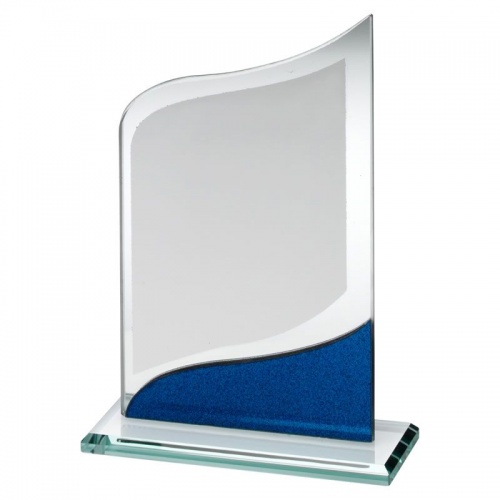 Jade & Blue Glass Plaque with Silver Panel - Awards Trophies Supplier
