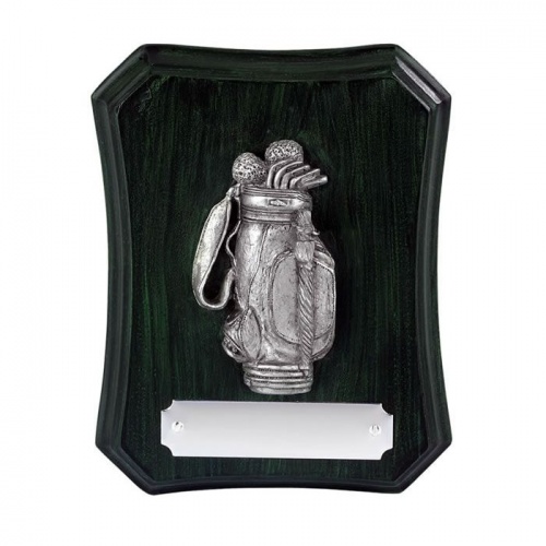 Golf Plaque in Green Wood Effect with Golf Bag Design - Awards Trophies ...