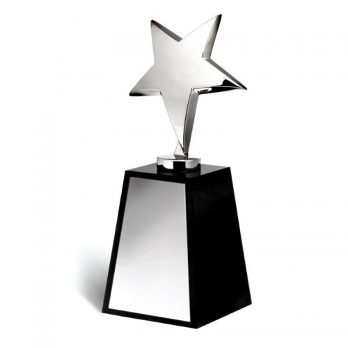 Silver Star Award on Black Crystal Base - Awards Trophies Supplier