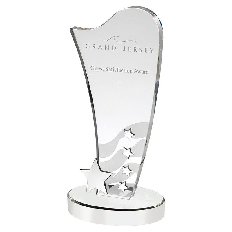 Clear Crystal Sail Award with 5 Silver Stars AC119 - Awards Trophies ...