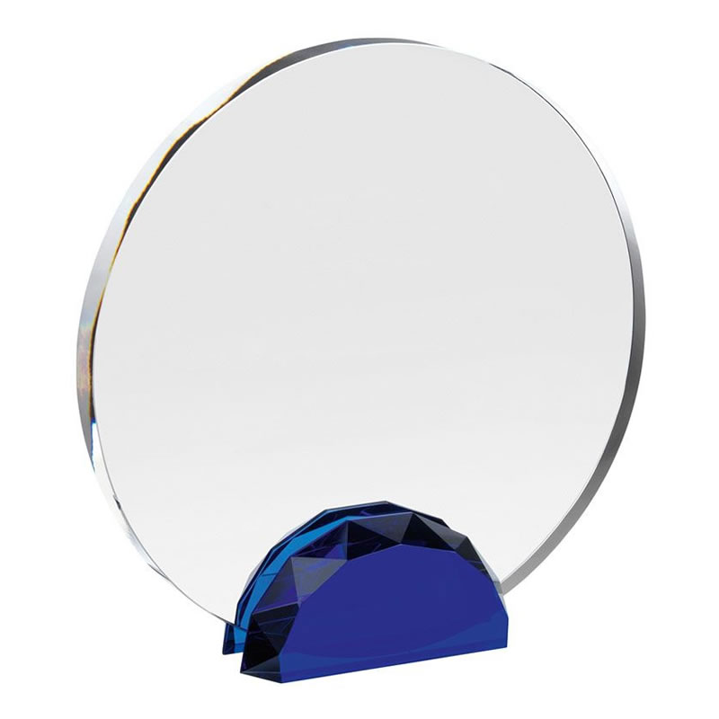 Clear & Blue Glass Circle Award AC133 - Awards Trophies Supplier