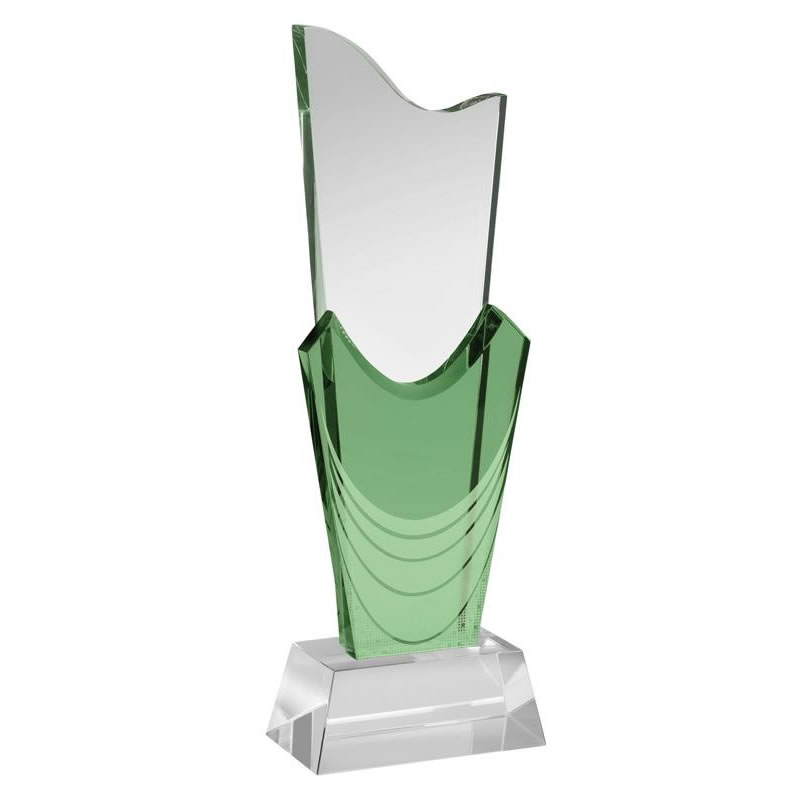 10in Clear & Green Glass Award AC175 - Awards Trophies Supplier