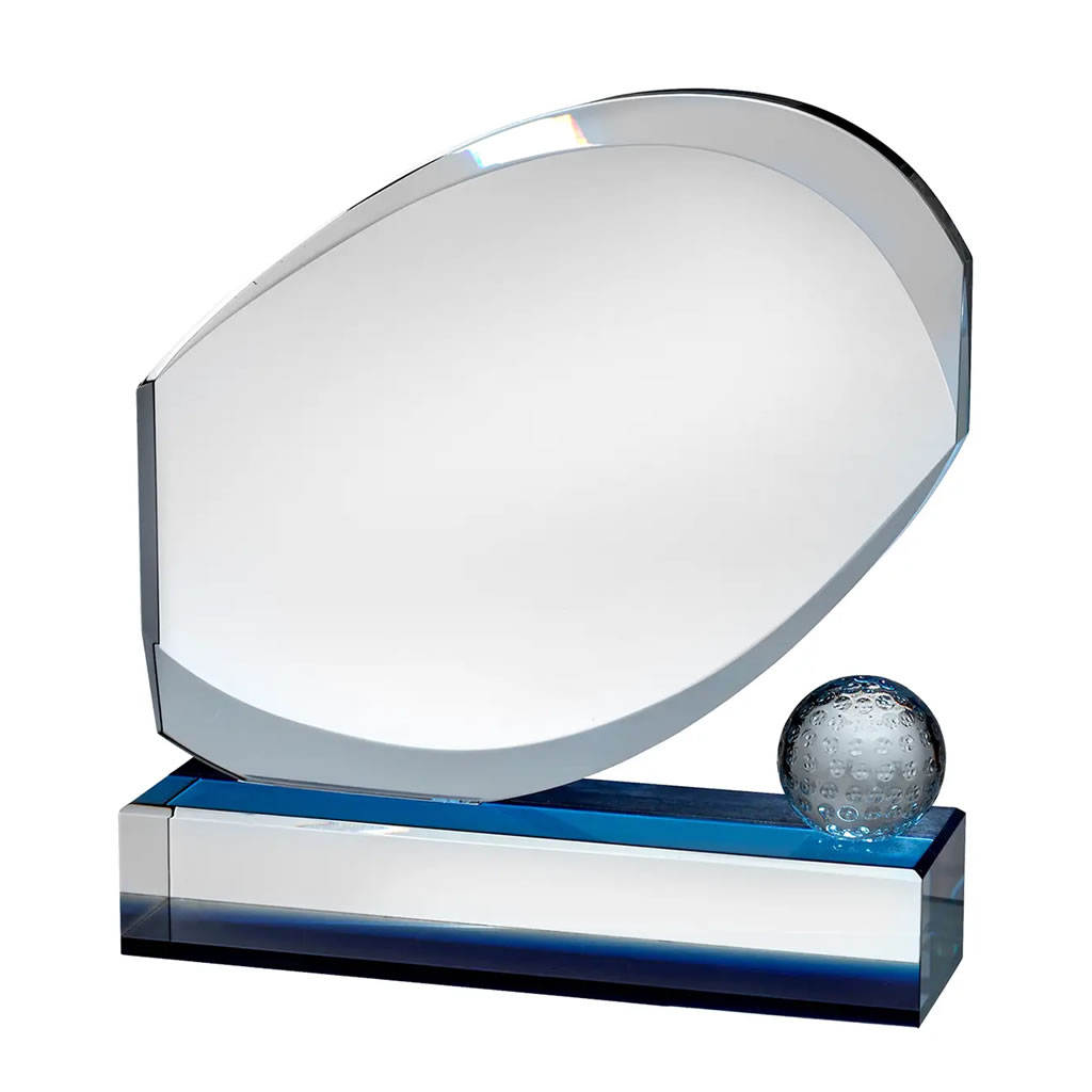 Clear & Blue Crystal Golf Trophy AC218 - Awards Trophies Supplier