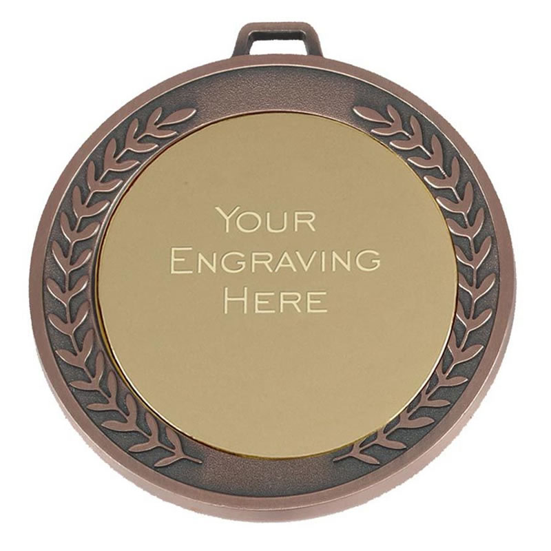 70mm Bronze Medal with Laurel Wreath Border - Awards Trophies Supplier
