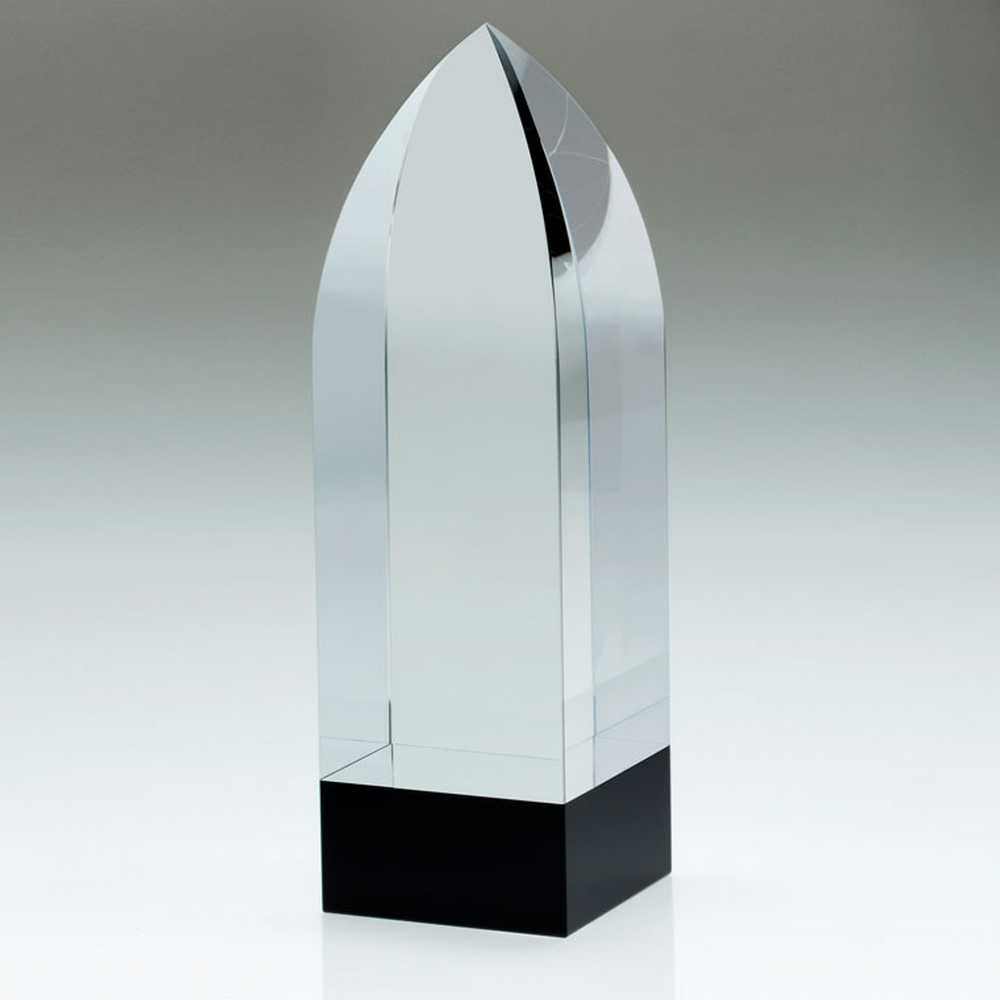 Clear & Black Glass Pointed Column Trophy CBG1 - Awards Trophies Supplier