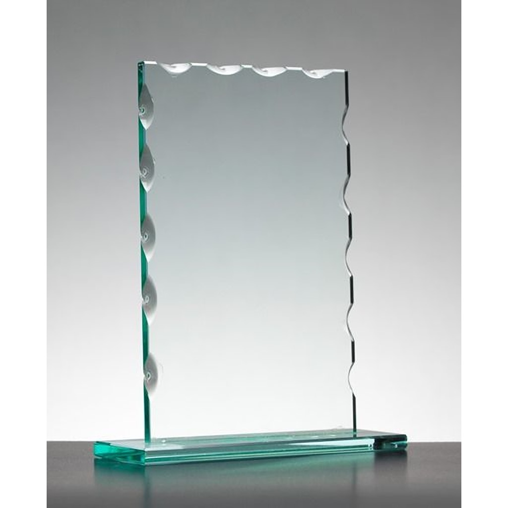 Jade Glass Rectangular Plaque with Chipped Edges - Awards Trophies Supplier