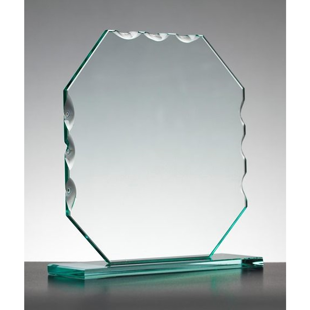 Jade Glass Octagonal Plaque with Chipped Edges - Awards Trophies Supplier