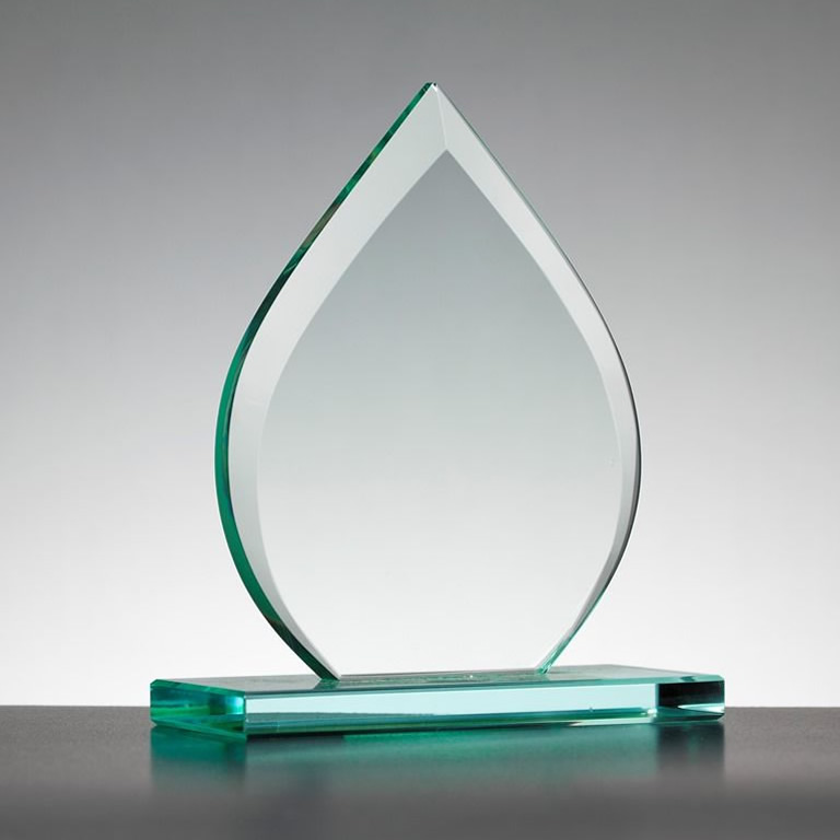 Jade Teardrop Award Plaque in 10mm Glass - Awards Trophies Supplier