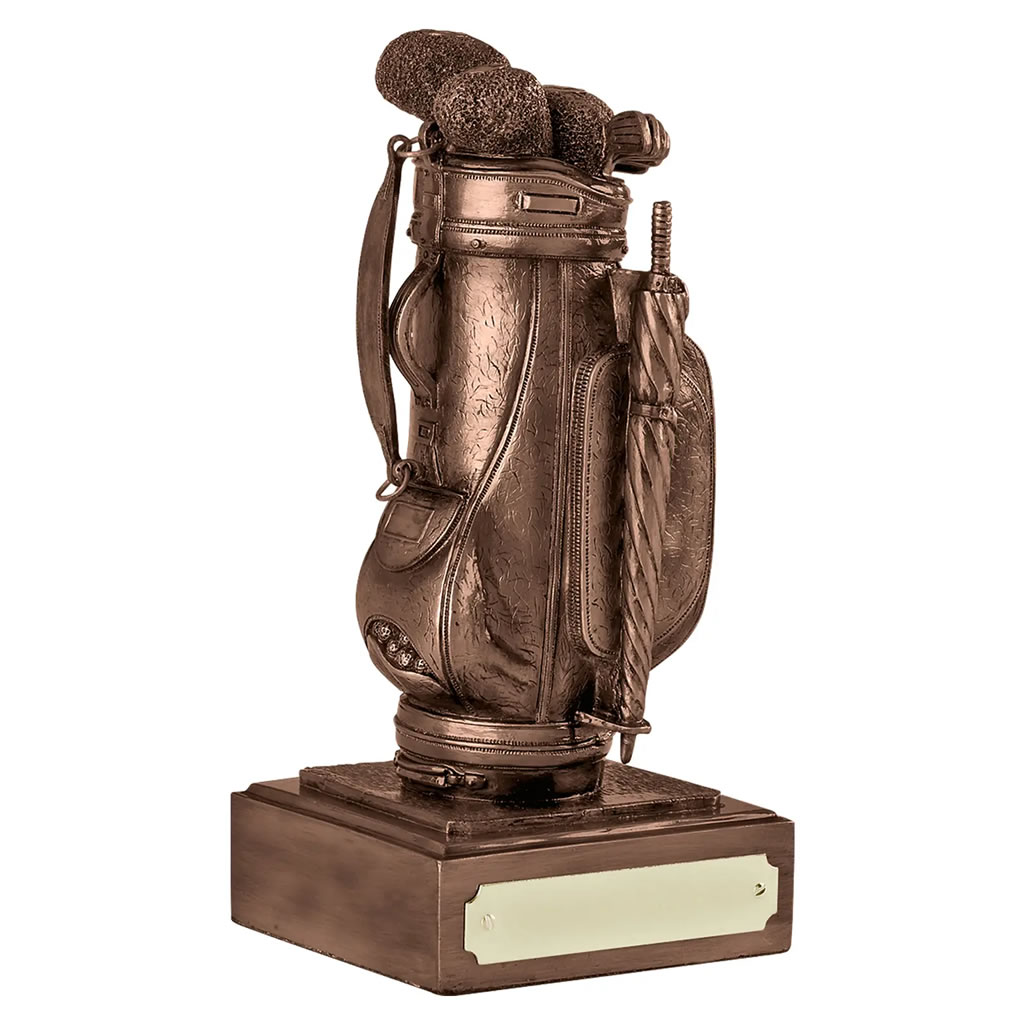 Resin Copper Finish Golf Bag Award - Awards Trophies Supplier