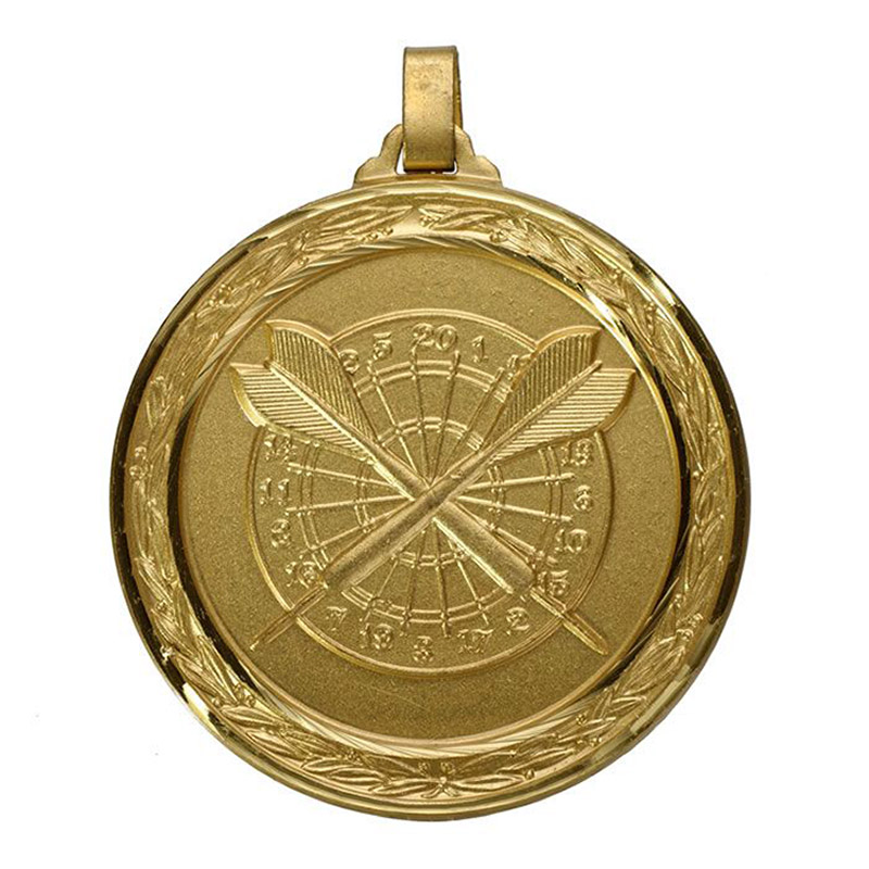 60mm Darts Medal in Antique Gold Finish with Optional Rosewood Box ...