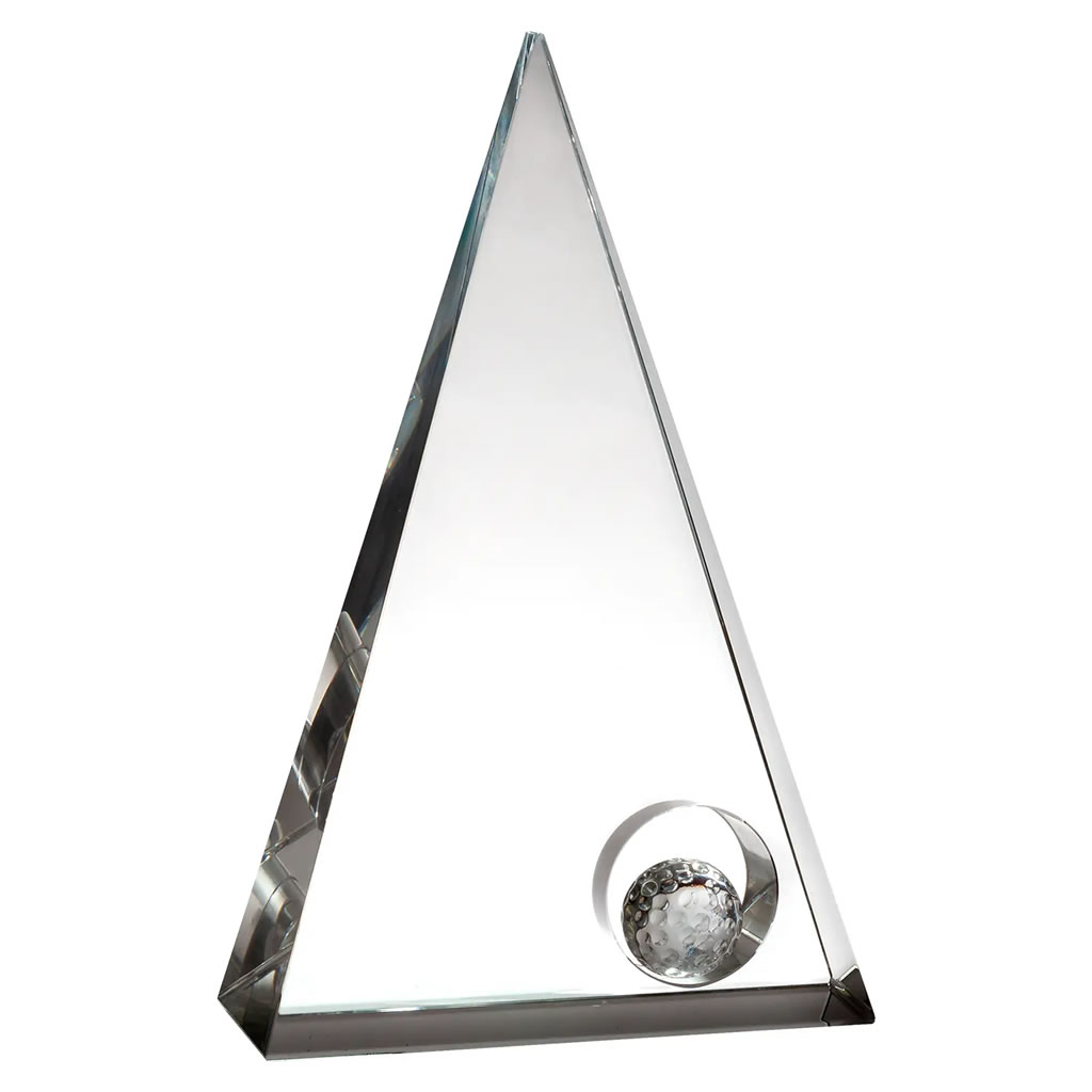 Crystal Golf Trophy Triangle Plaque with Cut Out - Awards Trophies Supplier