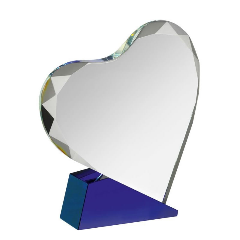 Clear & Blue Glass Heart Award GLC011 - Awards Trophies Supplier