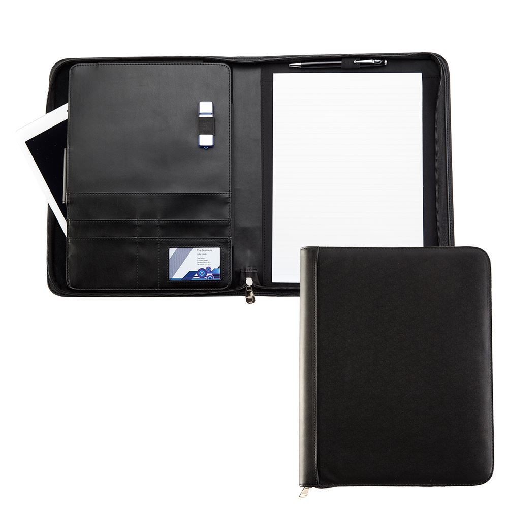Black Houghton A4 Zipped Conference Folder with padded Tablet Pocket ...