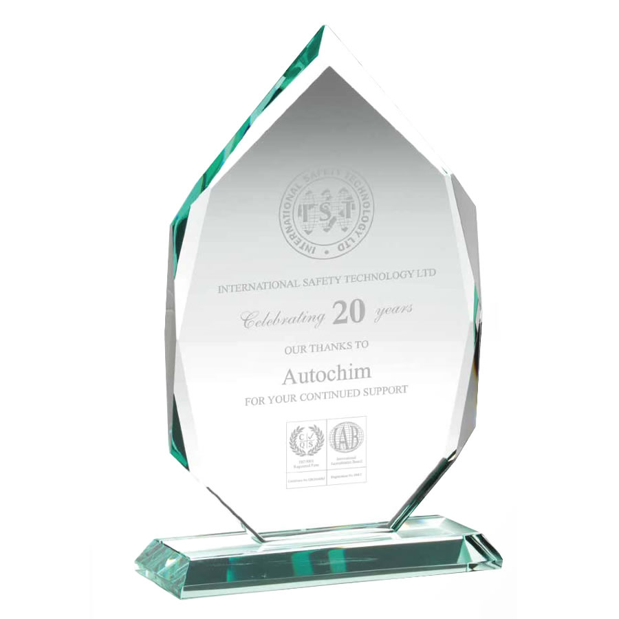 Engraved Jade Glass Plaque JP01 in Wood Box - Awards Trophies Supplier