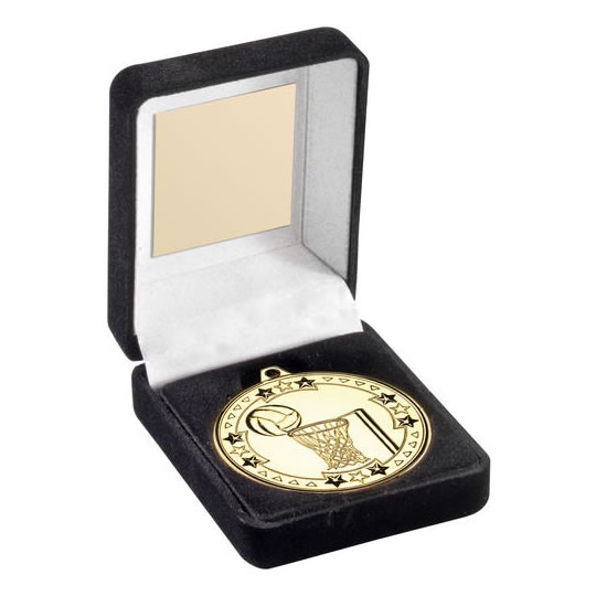 Gold Netball Medal with Presentation Case - Awards Trophies Supplier