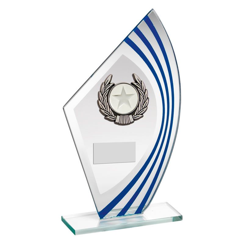 Jade, Blue & Silver Glass Plaque - Awards Trophies Supplier