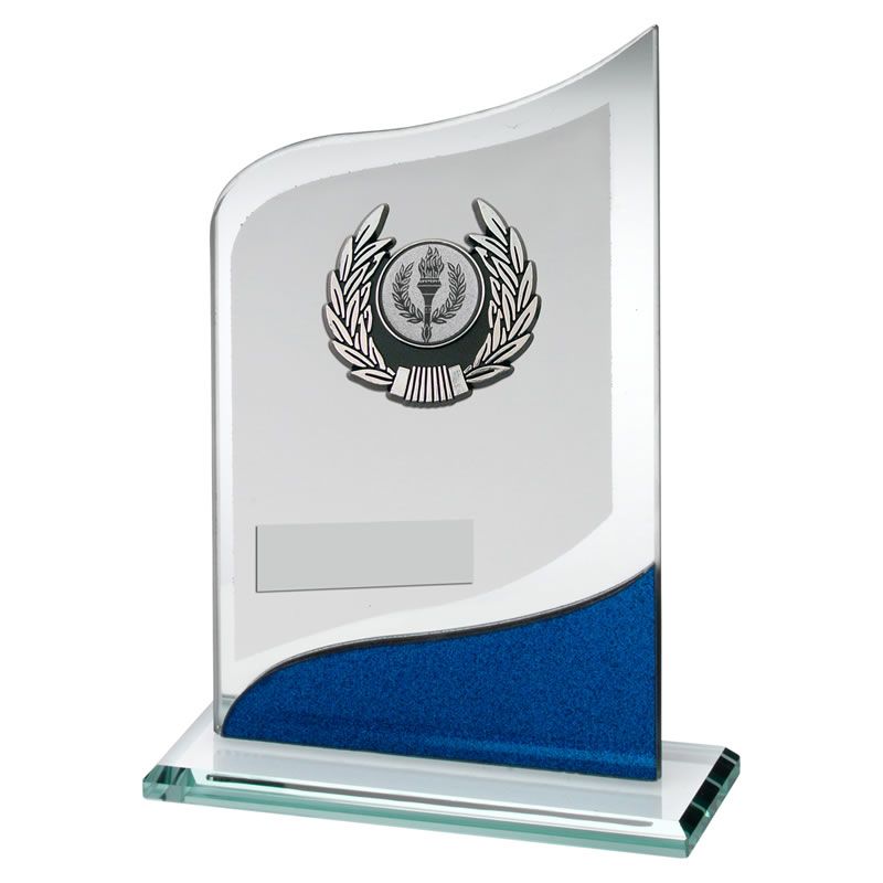 Jade, Blue & Silver Glass Plaque TY163 - Awards Trophies Supplier