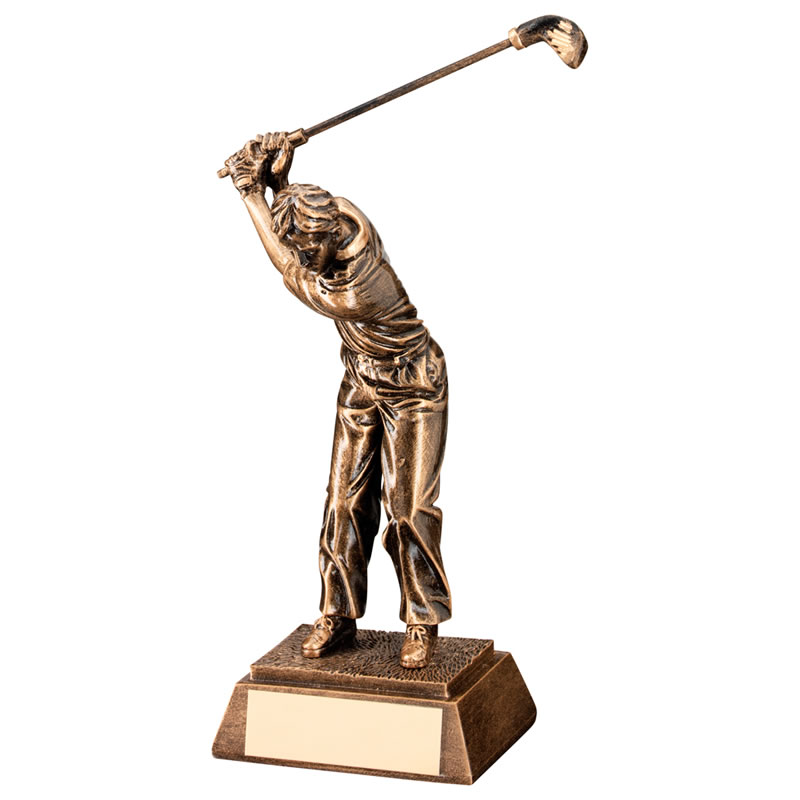 Resin Bronze Male Golfer Back Swing Trophy on Base with Engraving ...