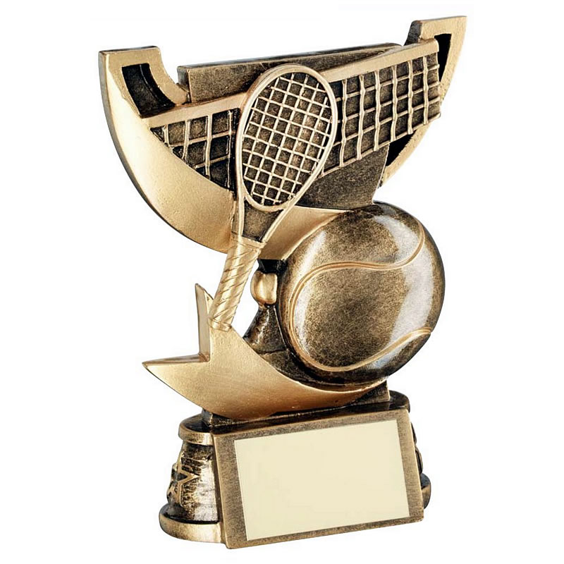 Resin Tennis Mini Trophy Cup in Bronze & Gold - Awards Trophies Supplier