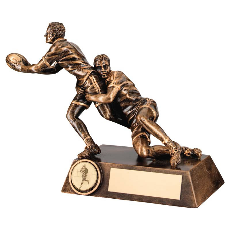 Resin Bronze Rugby Tackle Trophy - Awards Trophies Supplier