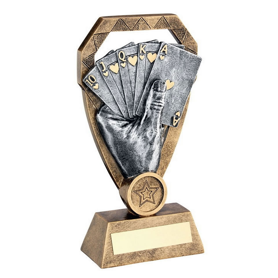 Playing Cards in Hand Trophy with Base Plaque - Awards Trophies Supplier