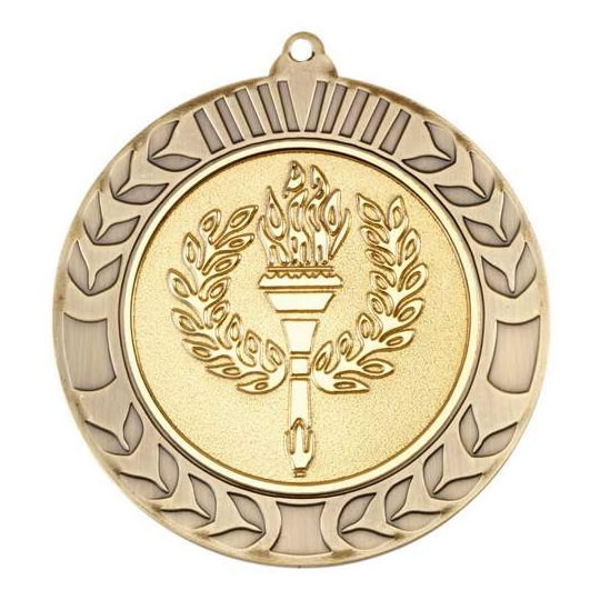 70mm Antique Gold Medal with Laurel Wreath Border & Motif - Awards ...