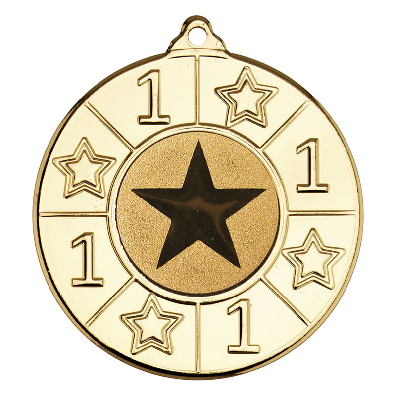 50mm Gold Number One Star Medal M93 - Awards Trophies Supplier