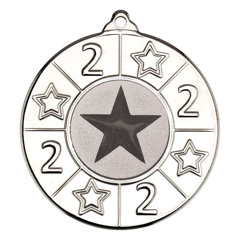50mm Silver Number Two Star Medal M93 - Awards Trophies Supplier