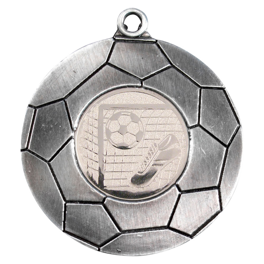 50mm Football Domed Medal in Antique Silver - Awards Trophies Supplier