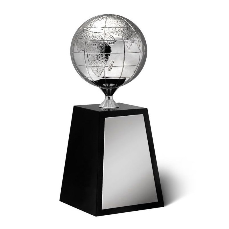Silver Globe on Black Crystal Base Award UPP8802 - Awards Trophies Supplier