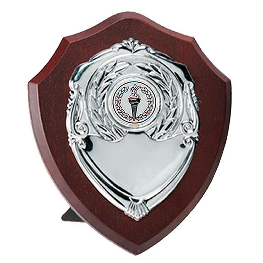 7in Rosewood Awards Shield with Silver Plaque - Awards Trophies Supplier