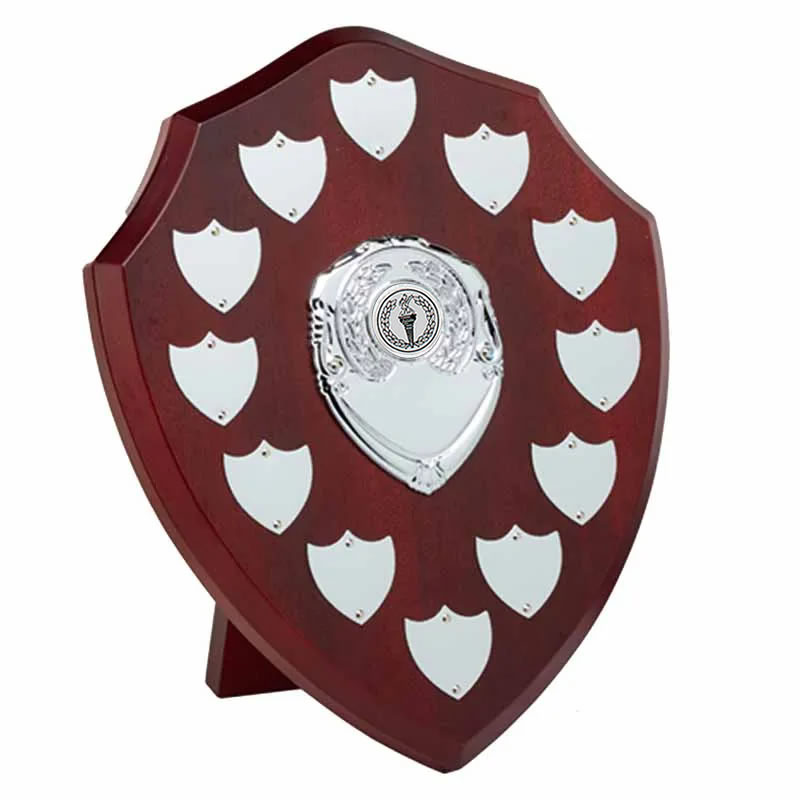 10in Wood Awards Shield with 12 Perpetual Plaques - Awards Trophies ...