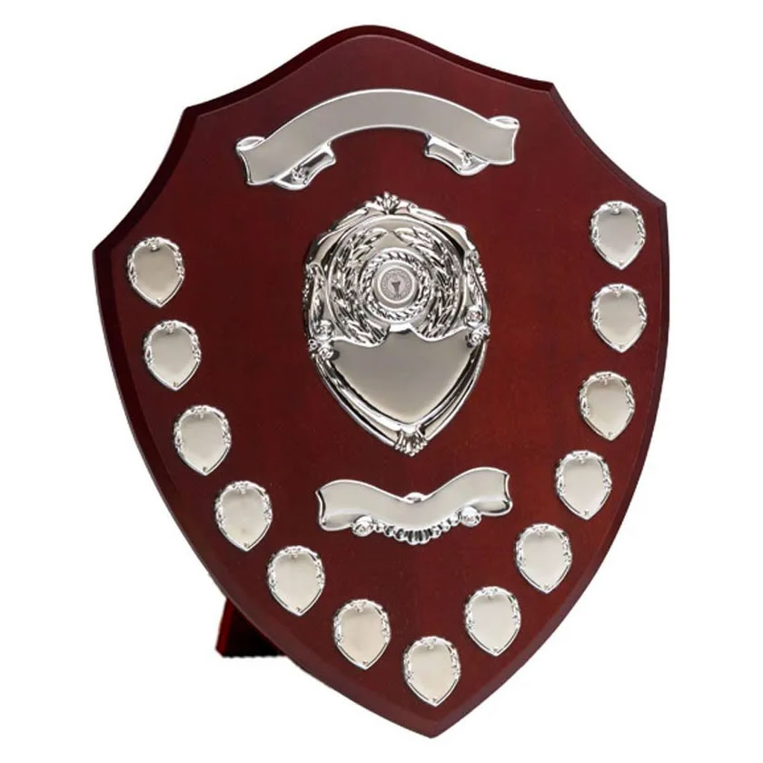 16in Roseood Awards Shield with Scrolls & 13 Side Shields - Awards ...