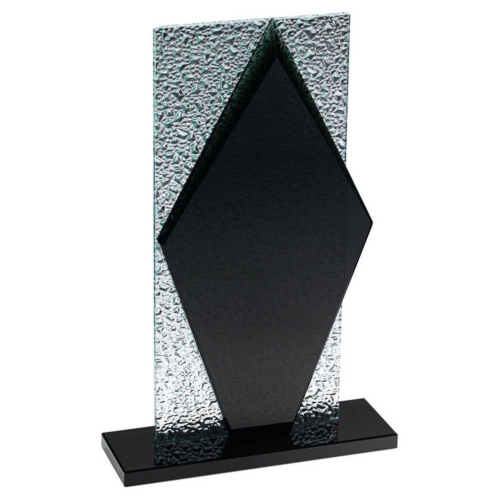Black Glass Diamond Plaque with Frosted Backdrop - Awards Trophies Supplier