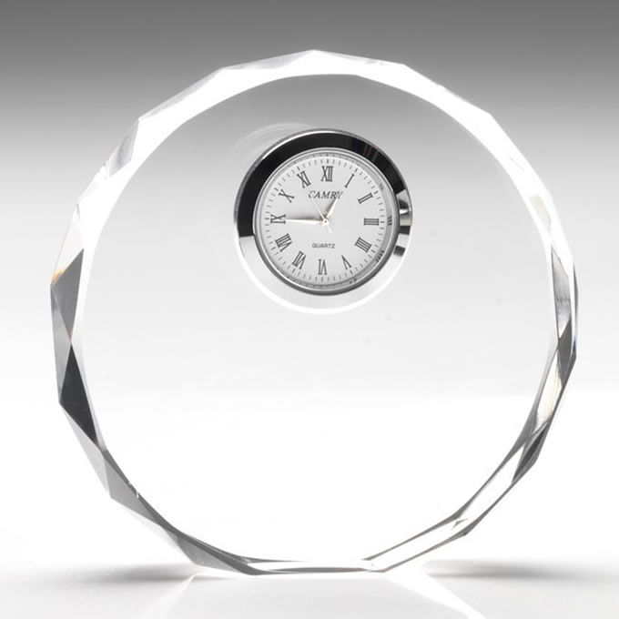 4.5in Crystal Circle Clock Award with Bevelled Edges - Awards Trophies ...